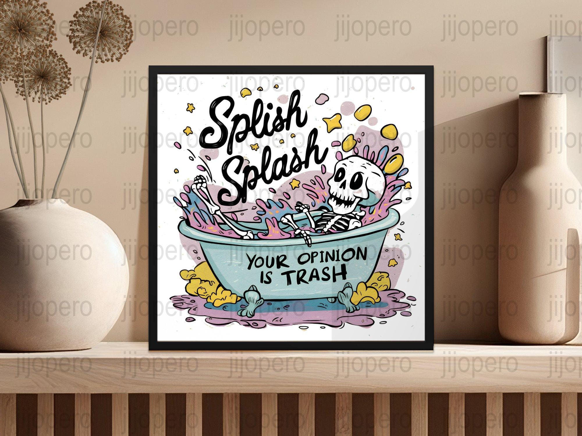 Skeleton Bath Art PNG, Spooky Bathroom Decor, Digital Print, Whimsical ...