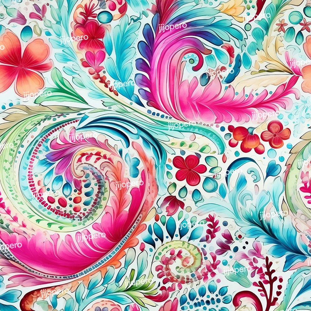 Paisley Seamless Pattern Digital Paper Bandana Pattern Seamless File ...