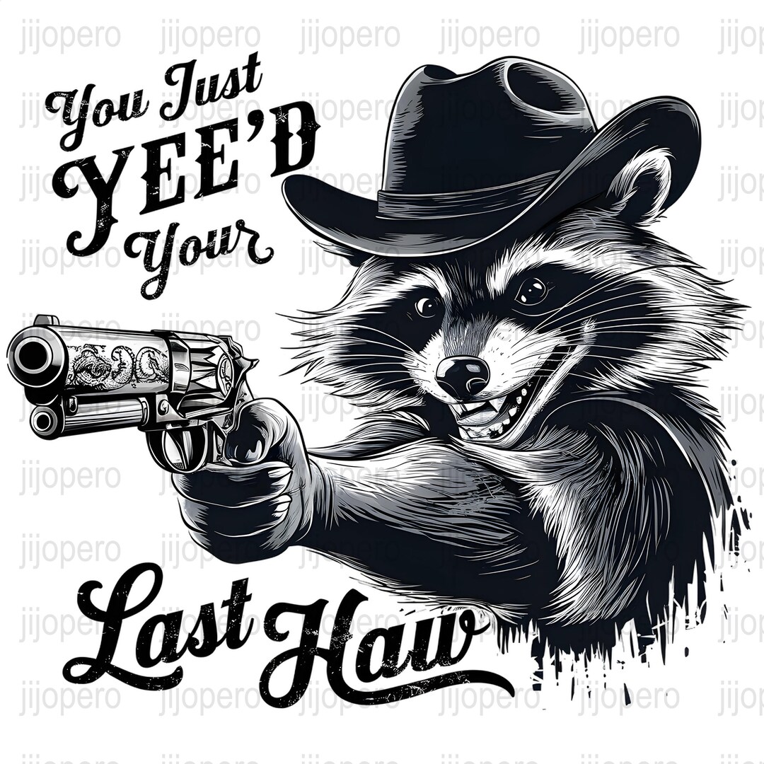 Western Raccoon Graphic PNG, Cowboy Hat, Gun-toting Raccoon Digital Art ...