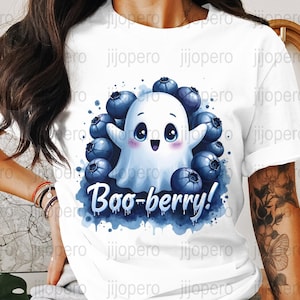 Halloween Boo PNG, Cute Ghost With Berries Digital Print, Boo Berry ...