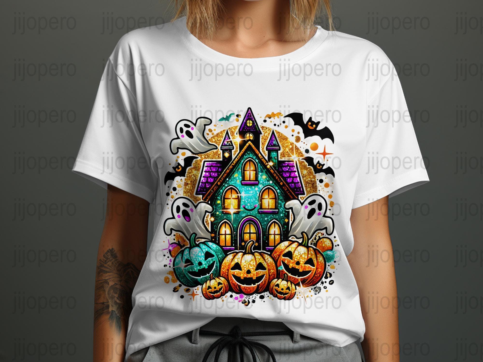 Haunted House Digital Print, Halloween Clipart PNG, Spooky Ghosts ...