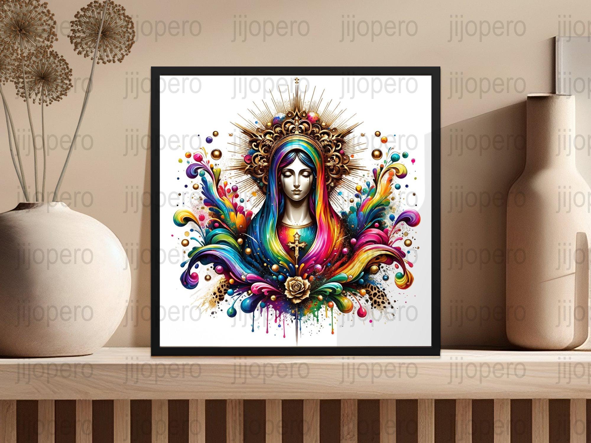 Colorful Virgin Mary Art PNG, Digital Download, Religious Wall Decor ... Colorful Virgin Mary Art PNG, Digital Download, Religious Wall Decor ...