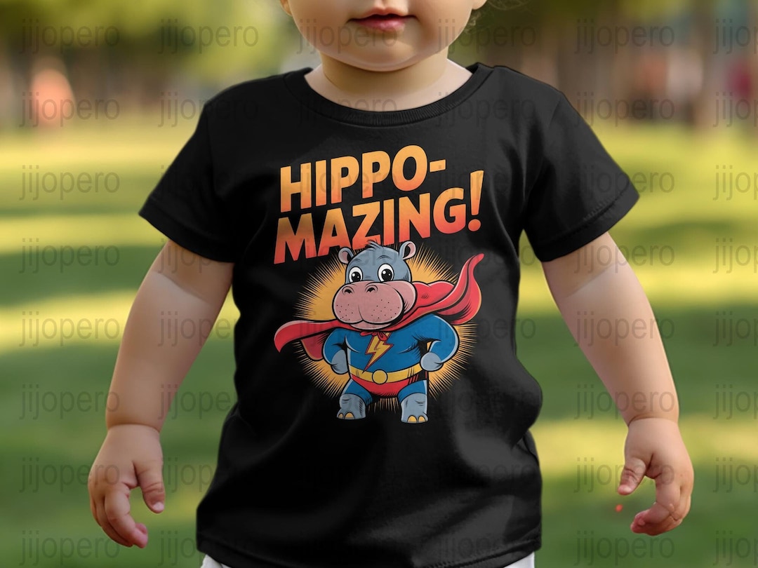 Superhero Hippo Art Print, Hippo Amazing Digital Download, Cute Hippo ...
