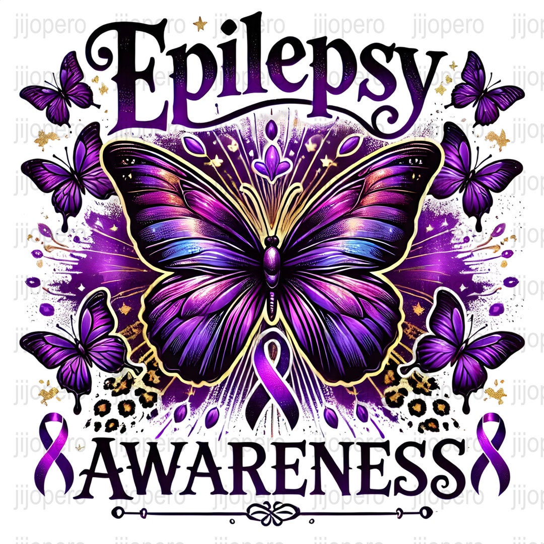 Epilepsy Awareness PNG Butterfly Digital Art Print Purple Ribbon ...