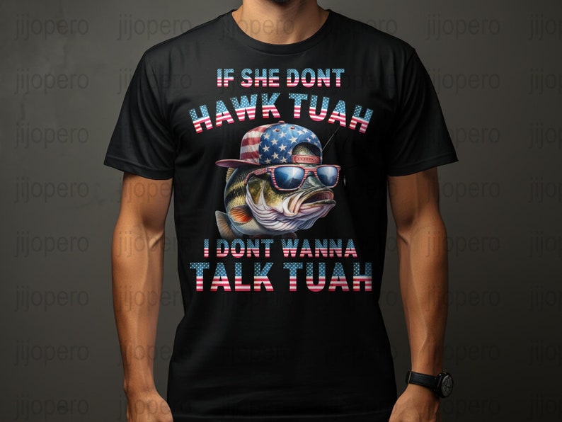 If She Don't Hawk Tuah Fish PNG, Patriotic Bass With Sunglasses ...