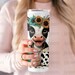 Cute Cow With Coffee PNG, Farmhouse Kitchen Decor Digital Print, Flower ...
