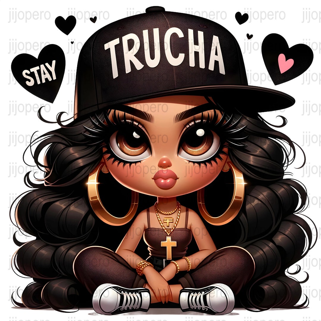 Stay Trucha Cute Digital Art Doll PNG, Urban Chic Character ...