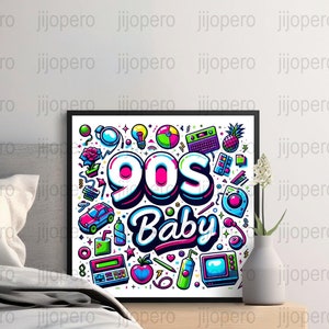 90s Baby Retro PNG, Vibrant Digital Download, Colorful Nineties Theme ...