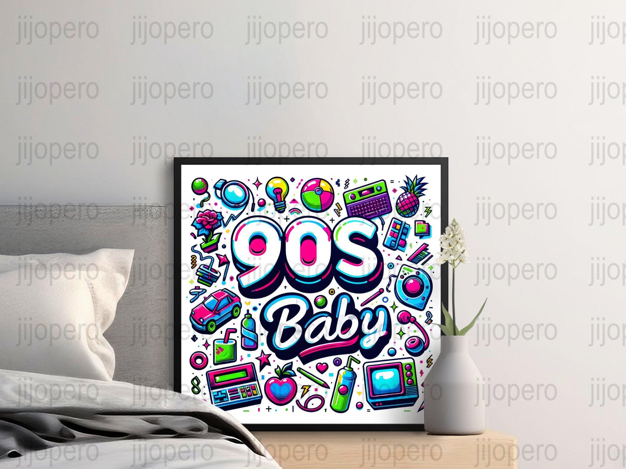 90s Baby Retro PNG, Vibrant Digital Download, Colorful Nineties Theme ...