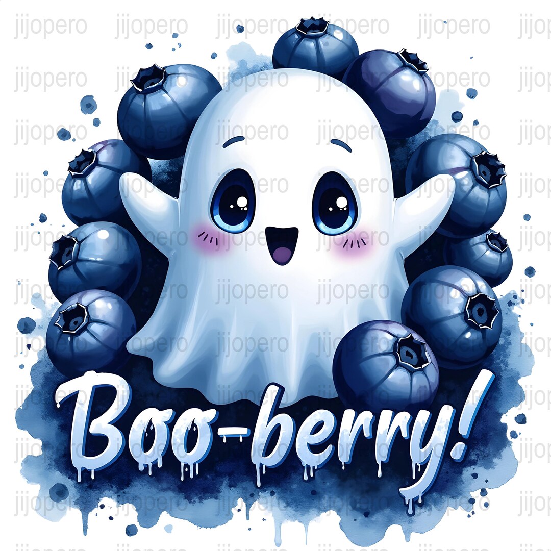 Halloween Boo PNG, Cute Ghost With Berries Digital Print, Boo Berry ...