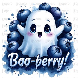 Halloween Boo PNG, Cute Ghost With Berries Digital Print, Boo Berry ...