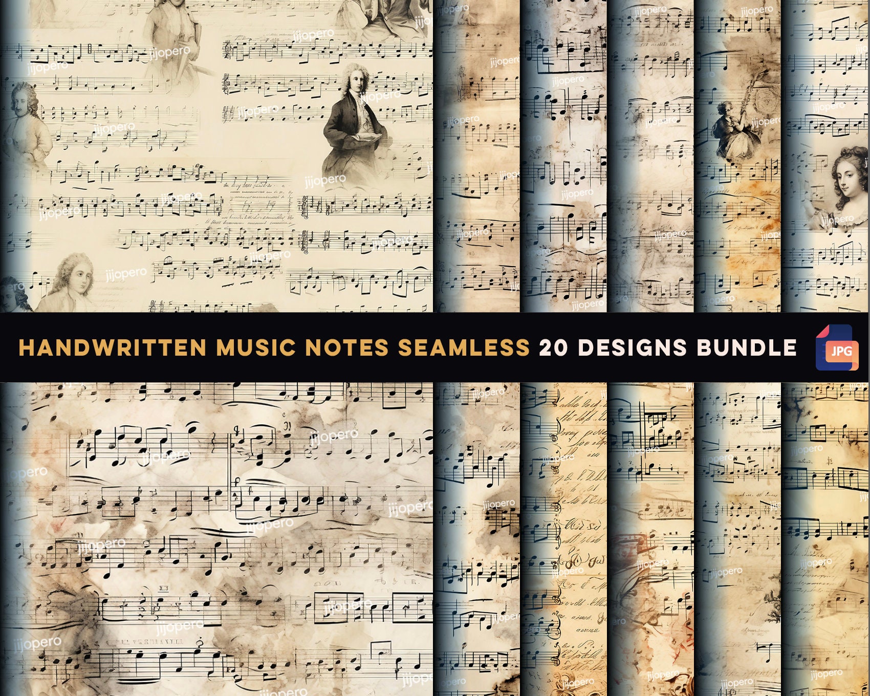 Musical Notes Jpg Instant Download Old Paper Music Note - Etsy