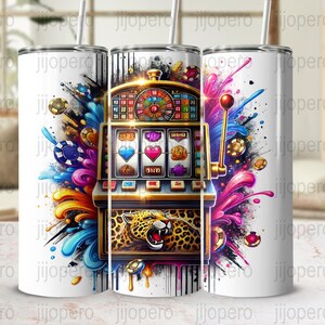 Colorful Casino Slot Machine Digital Art PNG, Vibrant Gambling Game ...