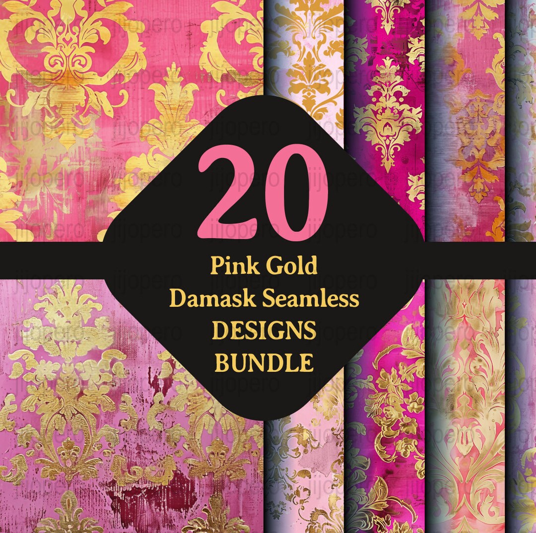 Bundle PNG, Pink and Gold Digital Paper, Scrapbook Background Texture ...