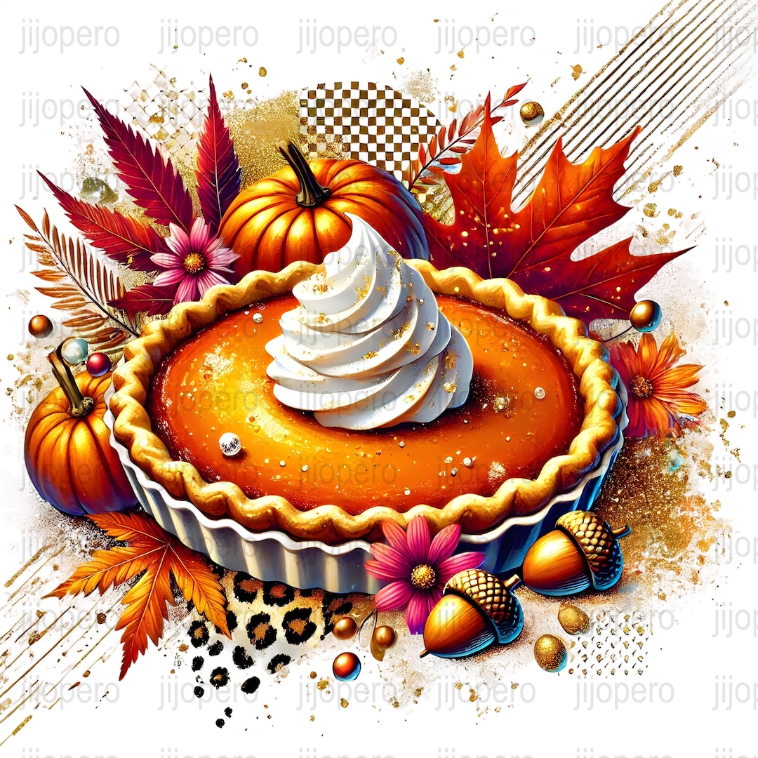 Pumpkin Pie With Whipped Cream Digital Print, Thanksgiving Fall Decor ...