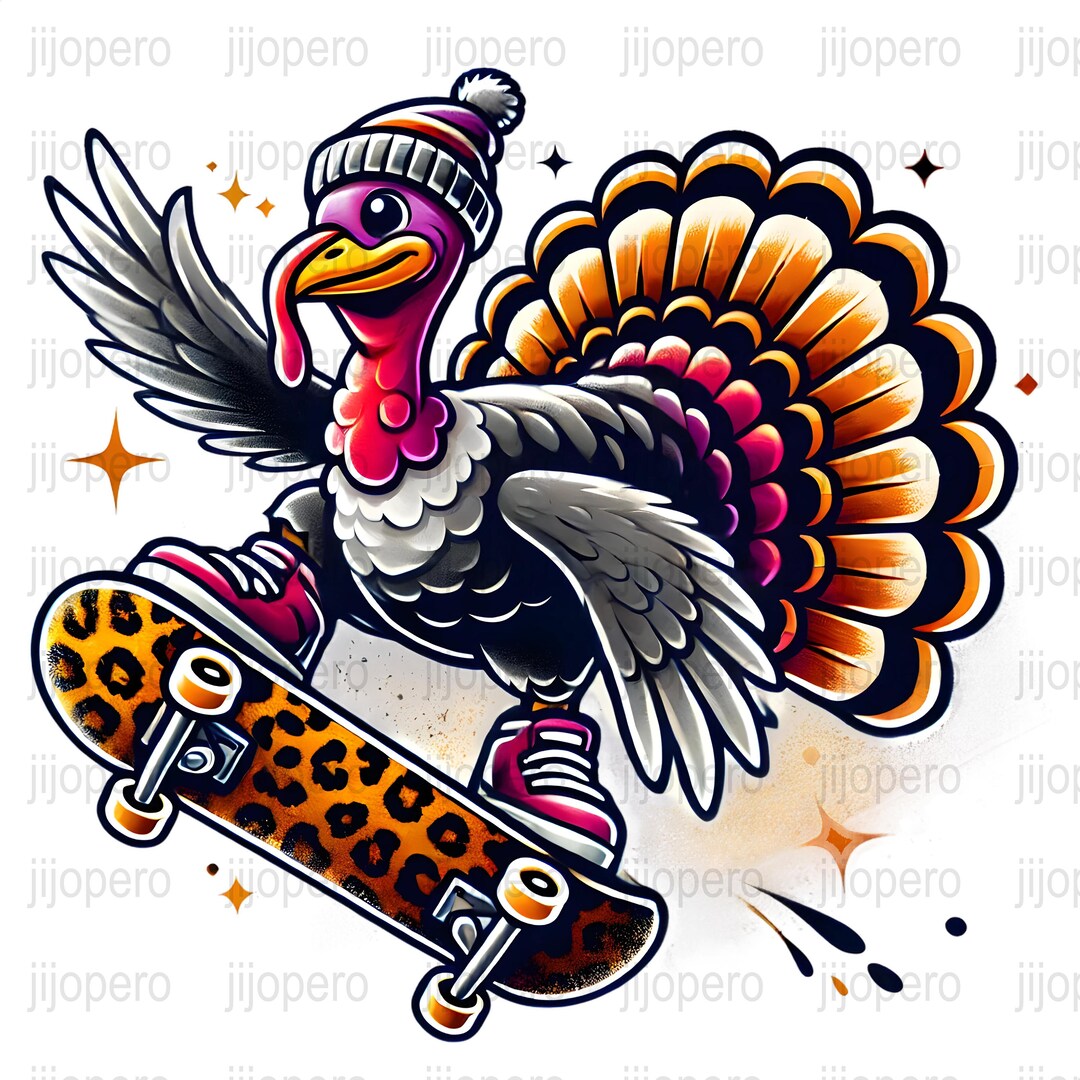 Thanksgiving Turkey PNG, Skateboarding Turkey Clipart, Funny Holiday ...