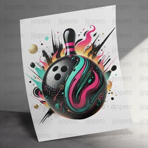 Retro Bowling PNG Clipart, Colorful Bowling Ball Graphic, Instant ...