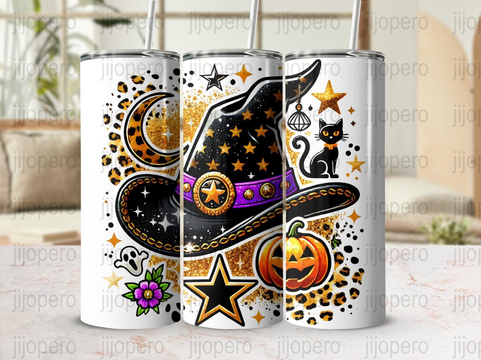 Halloween Witch Hat Digital Art, Halloween Cat Decor, Pumpkin PNG ...