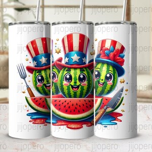 4th of July PNG, Patriotic Watermelon Cartoon, Summer BBQ Party ...