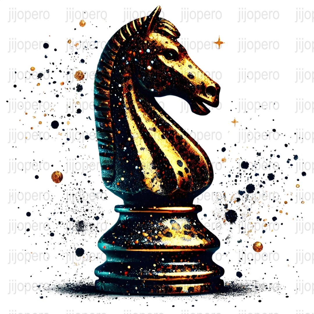 Chess Knight PNG, Digital Chess Piece Art, Golden Knight Chess ...