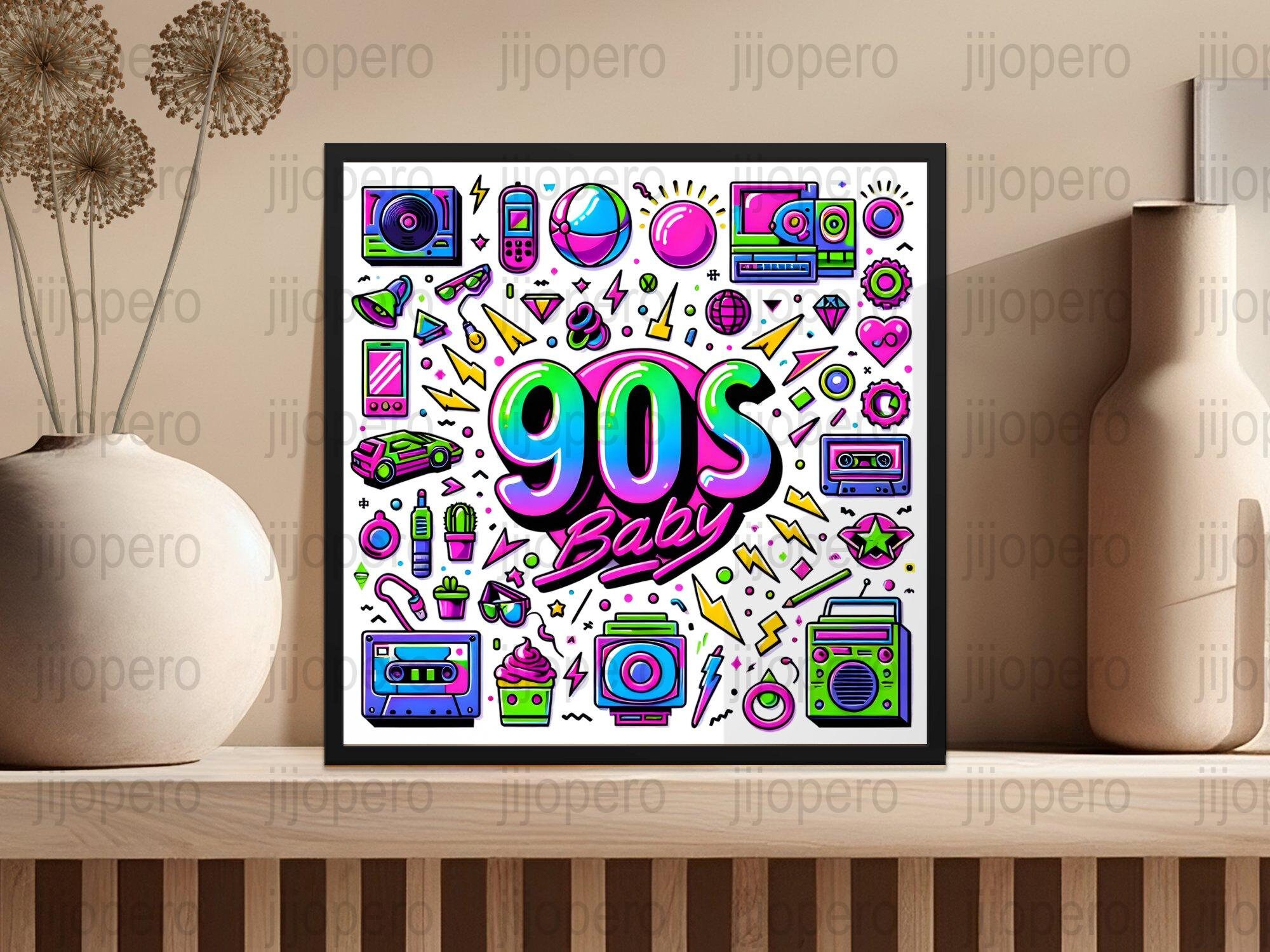 90s Baby Neon PNG, Retro Digital Download, Vibrant Nineties Nostalgia ...
