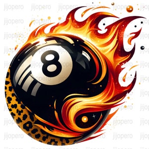 Flaming 8 Ball Digital Art PNG, Fiery Pool Billiard Ball, Vibrant Game ...