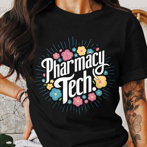 Pharmacy Tech Floral PNG, Digital Download for T-shirts, Bags, Posters ...