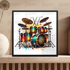 Colorful Abstract Drum Set Artwork PNG, Digital Download, Music Studio ...
