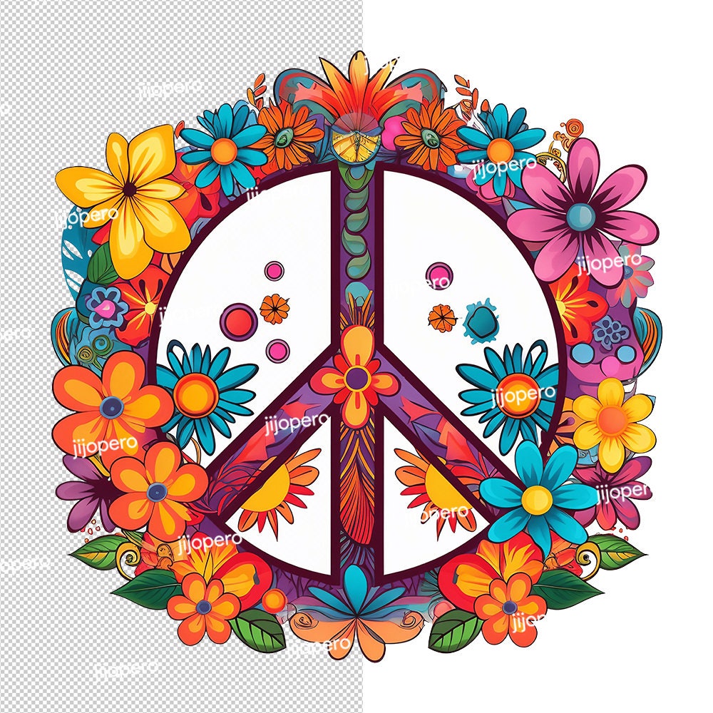 Hippie Flower Png Peace Sign Png Digital Download - Etsy
