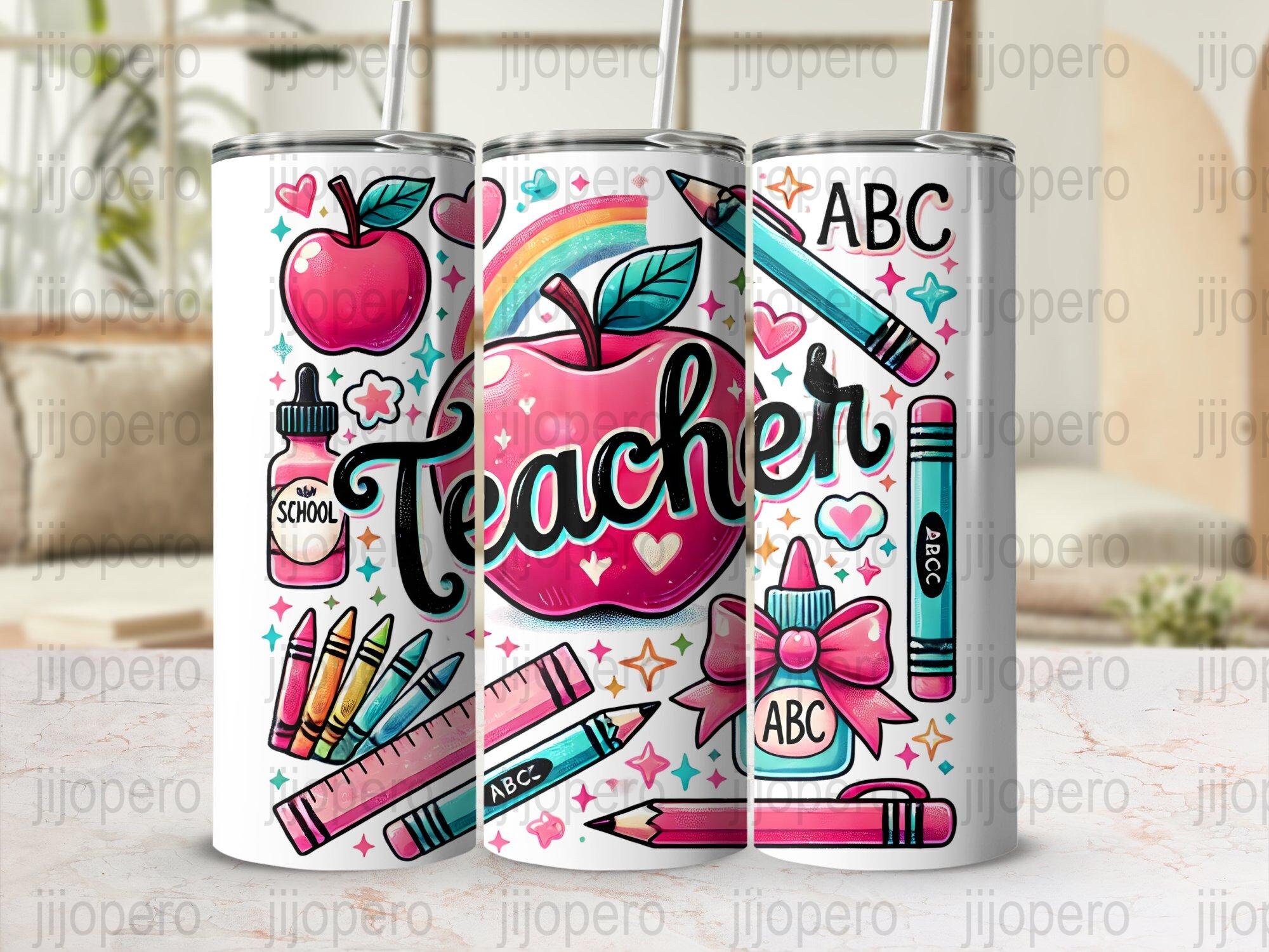 Back to School PNG, Teacher Apple Rainbow Pencils Digital Clipart ...