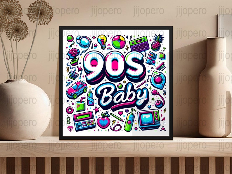 90s Baby Retro PNG, Vibrant Digital Download, Colorful Nineties Theme ...