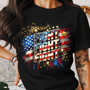 Fight Fight Fight PNG, Patriotic USA Flag Design With Stars and Glitter ...
