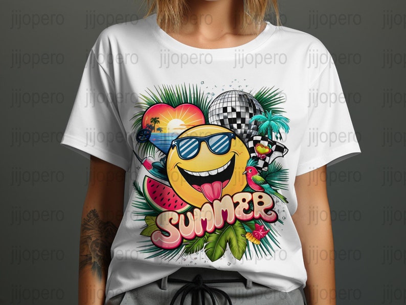 Tropical Summer Smiley Face PNG, Digital Art for T-shirt, Cups, Posters ...