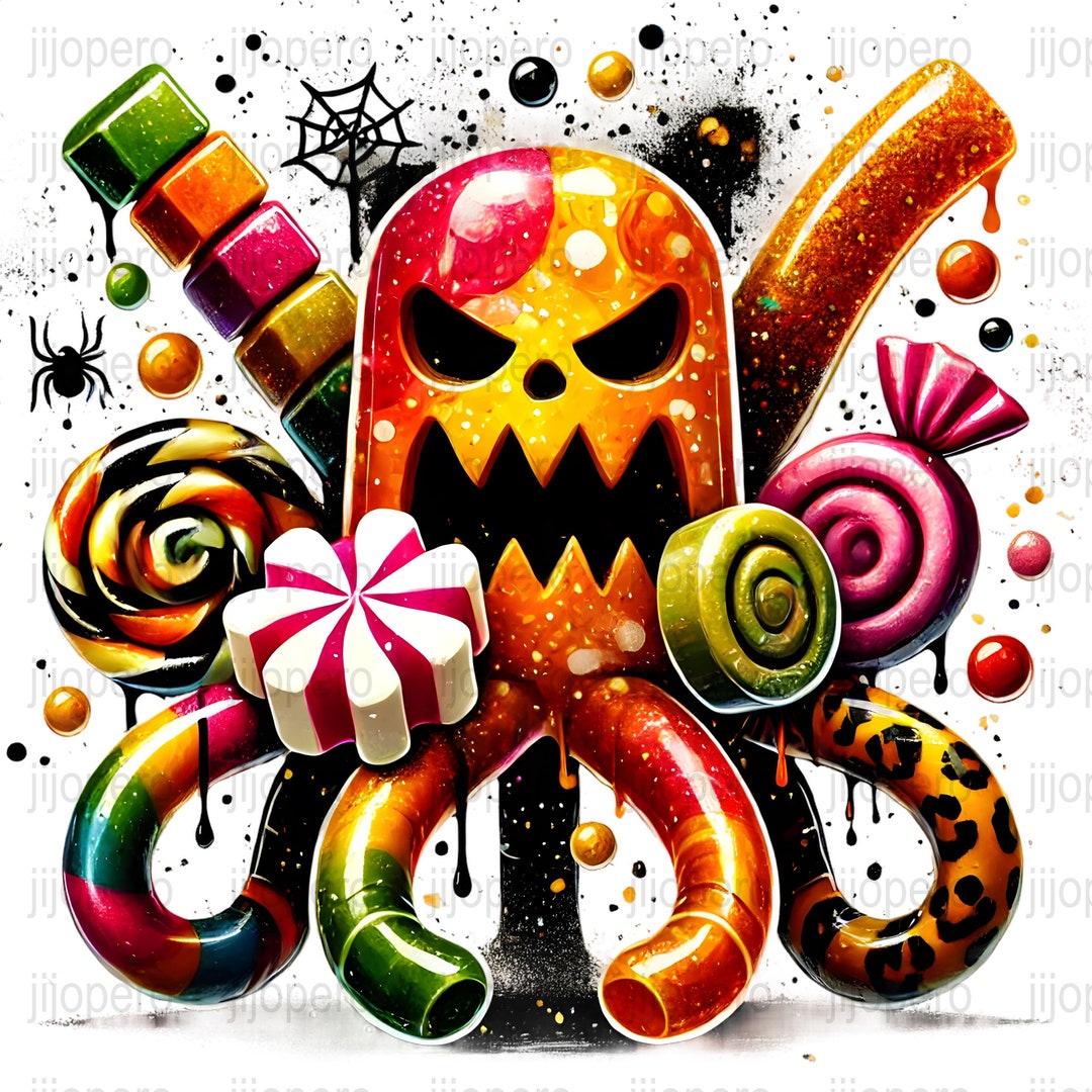 Halloween PNG, Spooky Candy Monster Art, Halloween Clipart, Scary ...