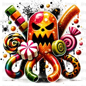 Halloween PNG, Spooky Candy Monster Art, Halloween Clipart, Scary ...