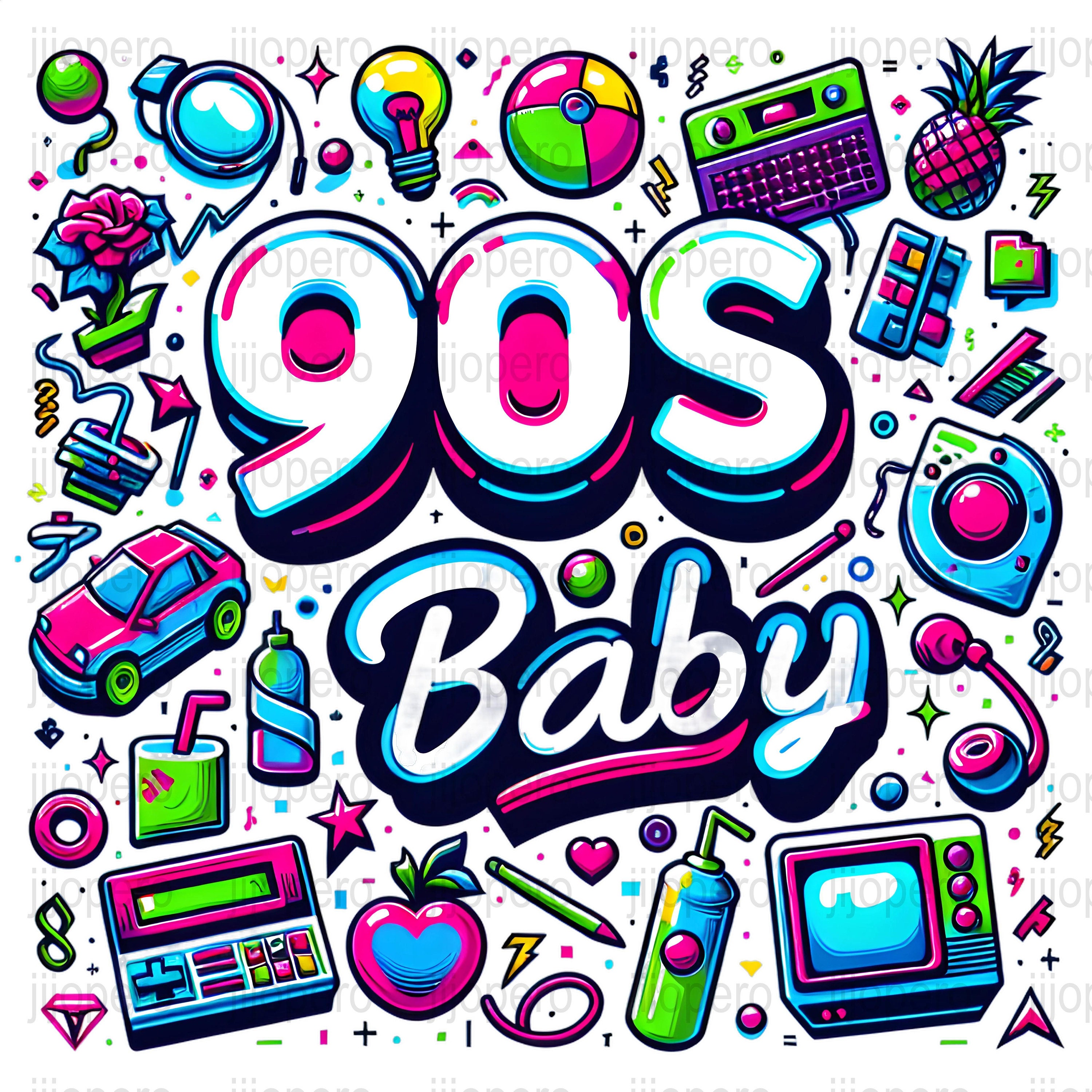 90s Baby Retro PNG, Vibrant Digital Download, Colorful Nineties Theme Clipart, Nostalgic 1990s ...