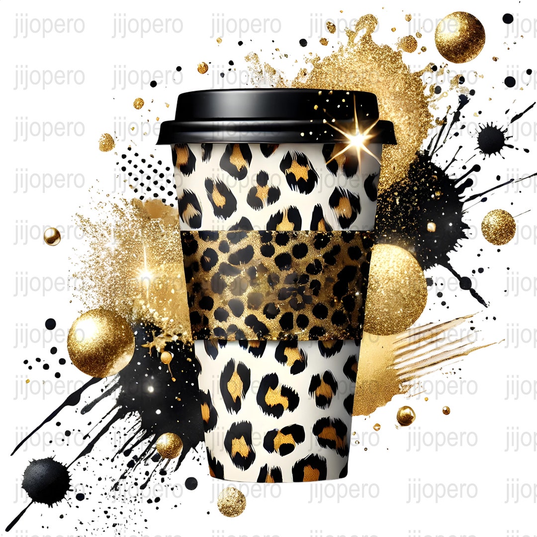 Leopard Print Coffee Cup PNG, Glamorous Animal Print Digital Art ...
