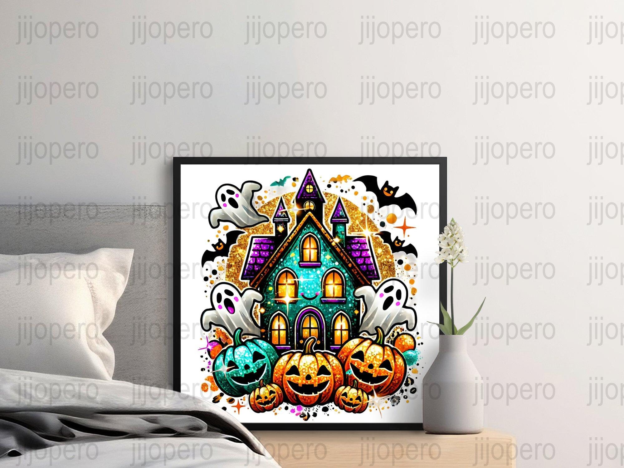 Haunted House Digital Print, Halloween Clipart PNG, Spooky Ghosts ...
