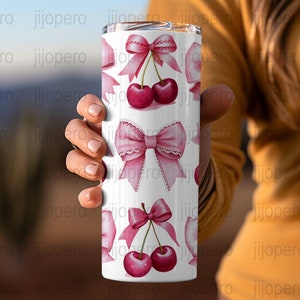 Pink Ribbon Cherry Clipart Set, Digital PNG, Cute Fruit and Bow ...