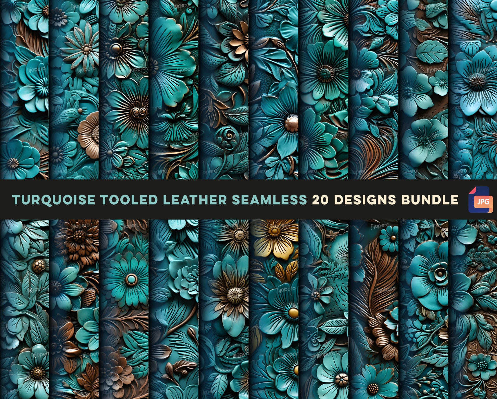 Tooled Leather Clipart Seamless Pattern Digital Pattern Floral Western ...