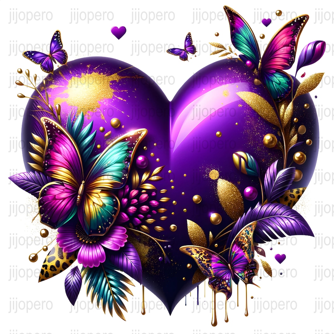 Lupus Awareness Png, Purple Heart Butterfly Design, Digital Art for ...