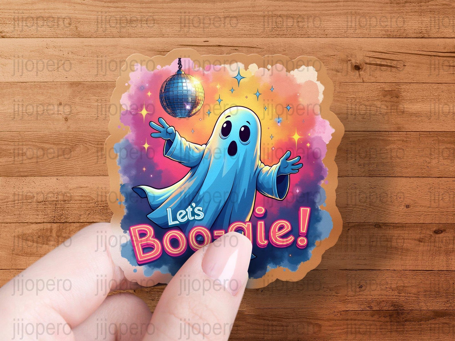 Halloween Boo PNG, Let's Boo-gie Ghost Digital Art, Disco Ghost Wall ...