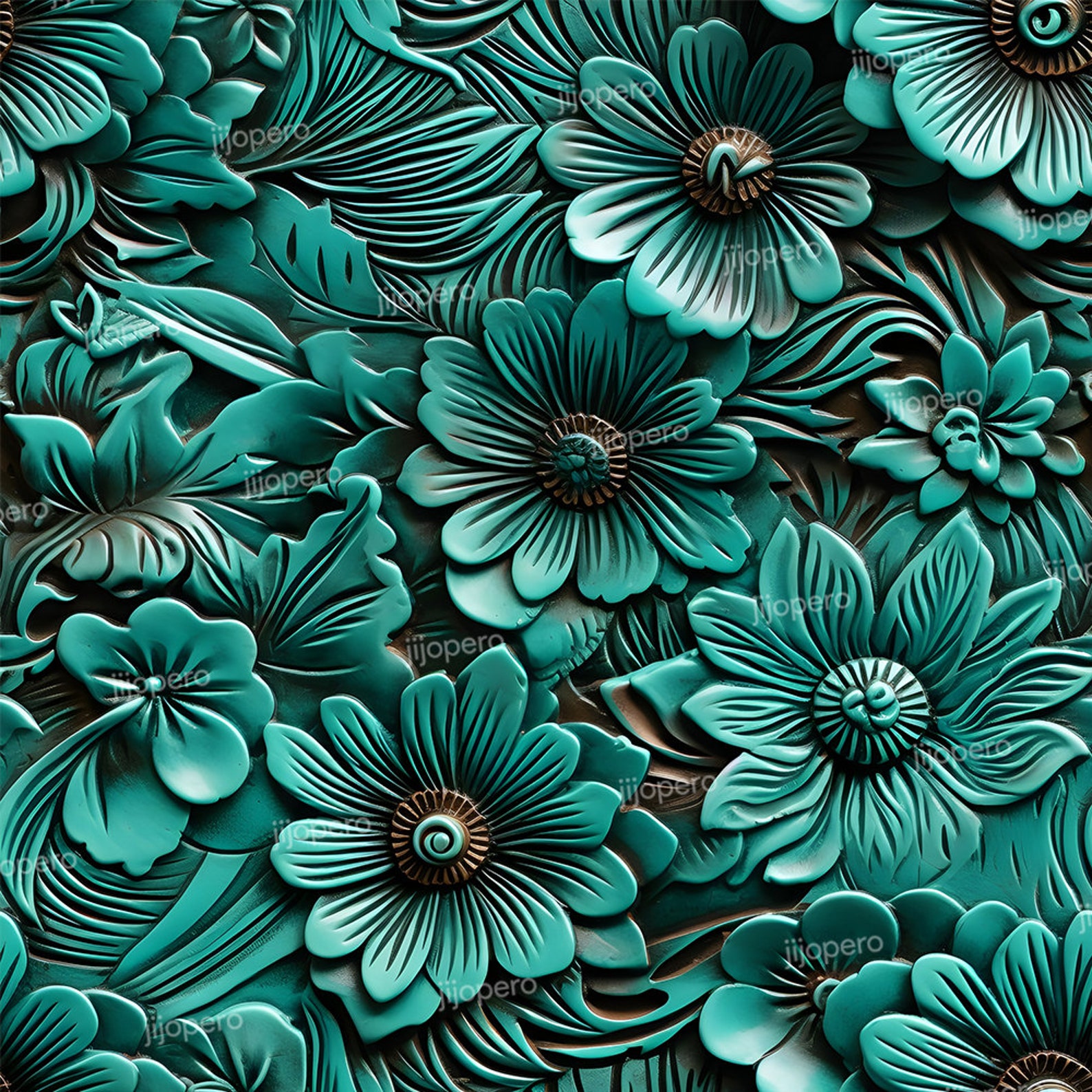 Tooled Leather Clipart Seamless Pattern Digital Pattern Floral Western ...