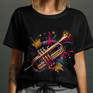 Colorful Abstract Trumpet Art PNG, Digital Download for Wall Decor ...