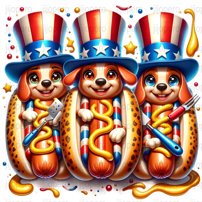 4th of July PNG, Patriotic Hot Dogs Digital Download, USA Independence ...