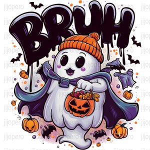 Halloween PNG, Bruh Cute Ghost With Candy, Digital Download, Spooky ...