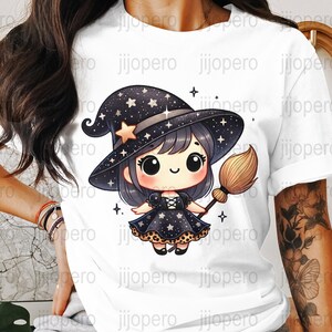 Halloween PNG, Cute Witch Digital Art, Kawaii Witch Clipart, Halloween ...