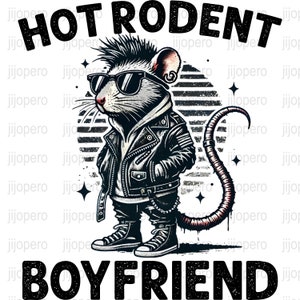 Hot Rodent Boyfriend Digital PNG, Cool Mouse Biker Clipart, Rocker ...