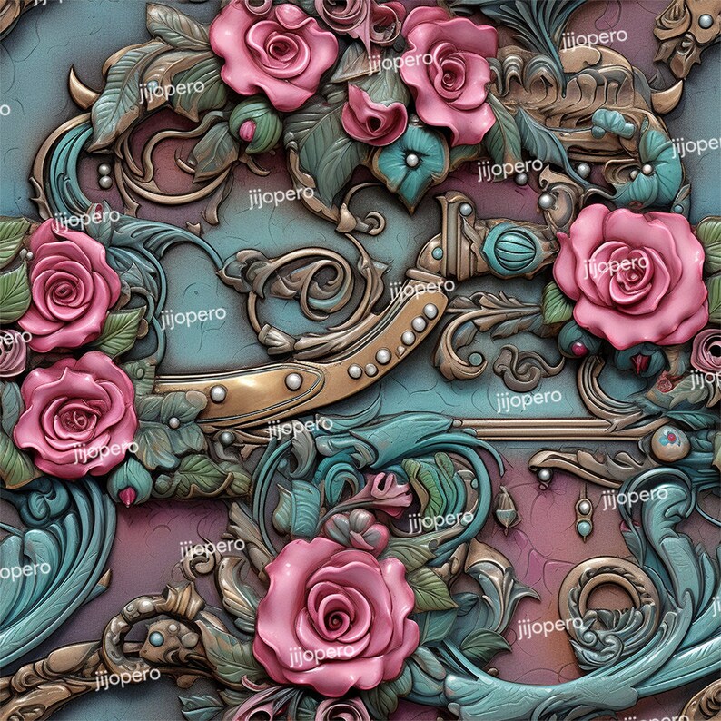 Leather Digital Paper Seamless Rose Pattern Svg Floral Seamless ...