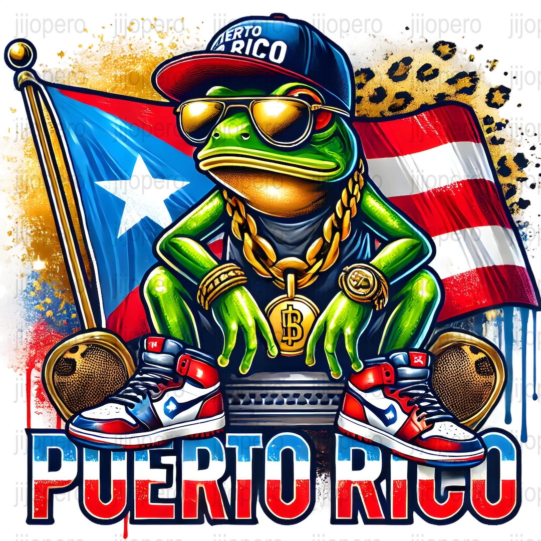Puerto Rico Frog Digital Art PNG, Cool Frog With Flag, Trendy Frog ...